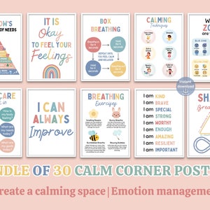 30 Calm Down Corner Posters Printable, Calm Corner Sign, Boho Calming ...