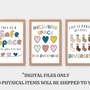 12 Inclusion Posters, Inclusive Classroom Decor Poster, Safe Space Sign ...