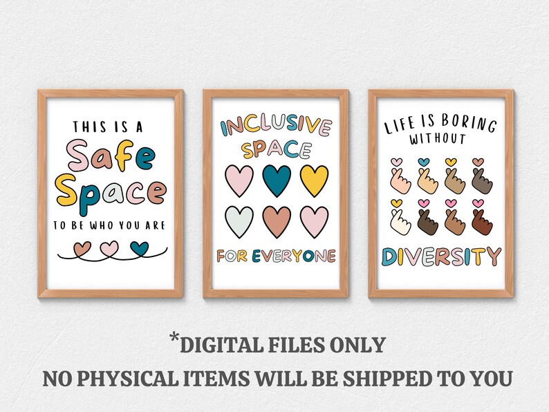 12 Inclusion Posters, Inclusive Classroom Decor Poster, Safe Space Sign ...