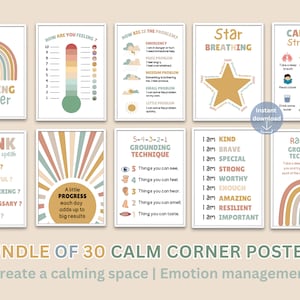 30 Boho Calming Corner Posters Printable, Calm Corner Sign, Calming ...