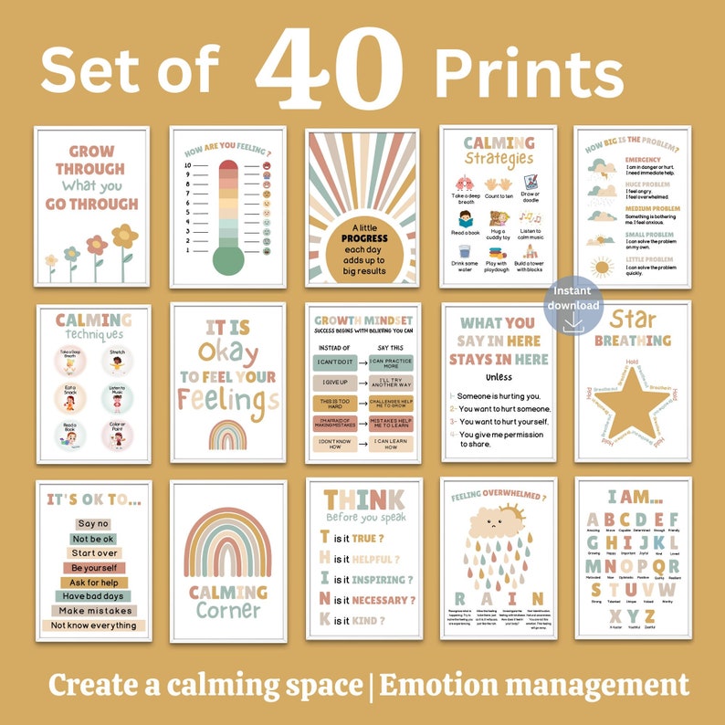 40 Boho Calming Corner Posters Printable, Calm Corner Sign, Calming ...