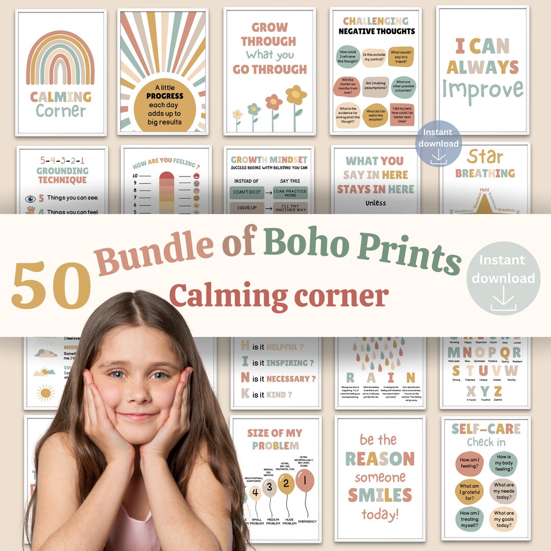 50 Boho Calming Corner Posters, Calm Down Corner Sign, Calm Corner Sign ...