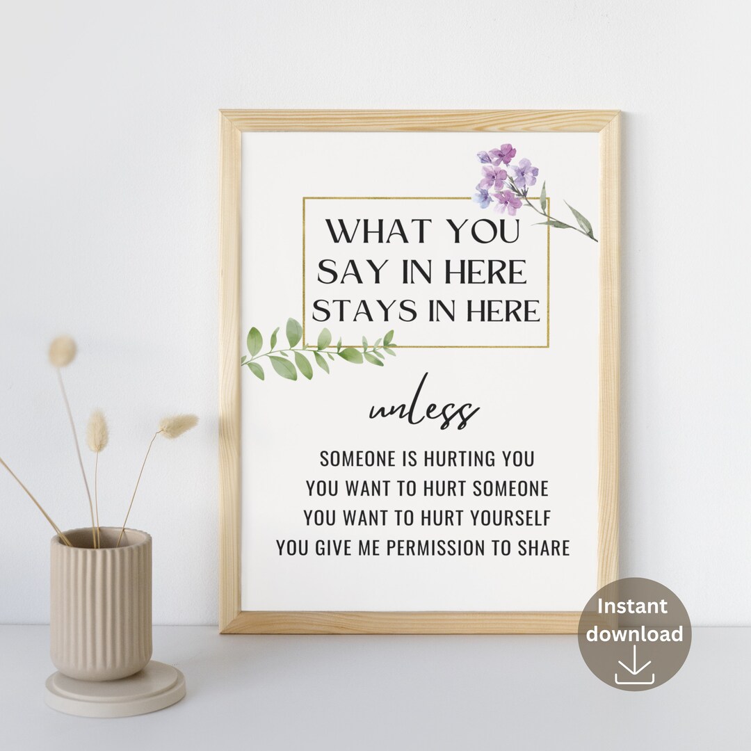 Confidentiality Sign Poster What You Say in Here Stay in Here School ...