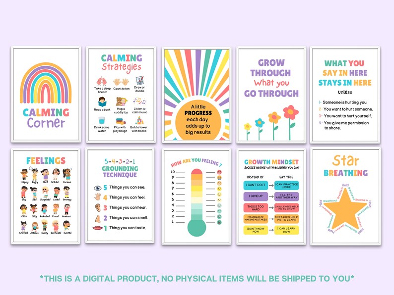 30 Calm Down Corner Posters Printable, Calm Corner Sign, Boho Calming ...