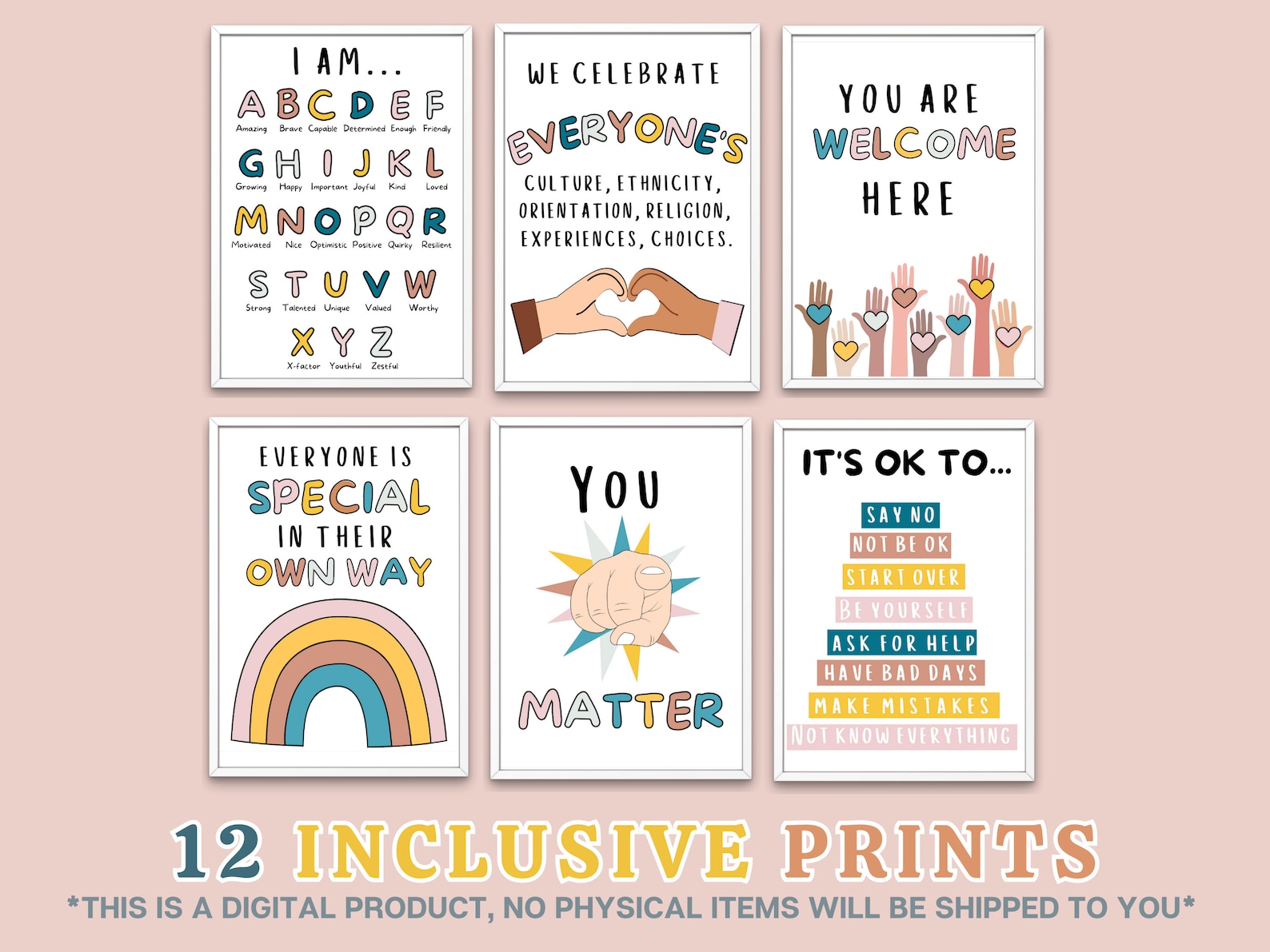 12 Inclusion Posters, Inclusive Classroom Decor Poster, Safe Space Sign ...