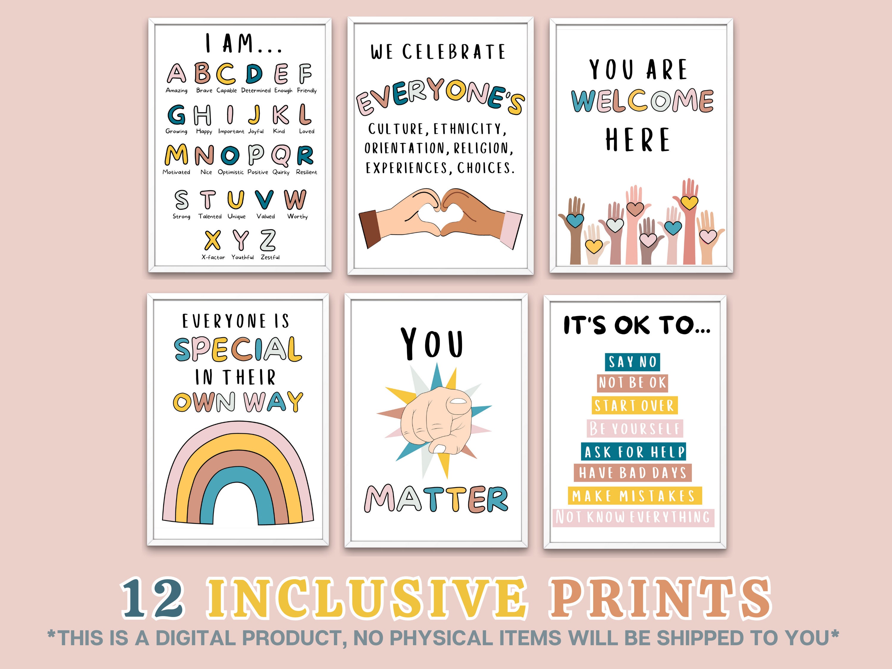 12 Inclusion Posters, Inclusive Classroom Decor Poster, Safe Space Sign ...