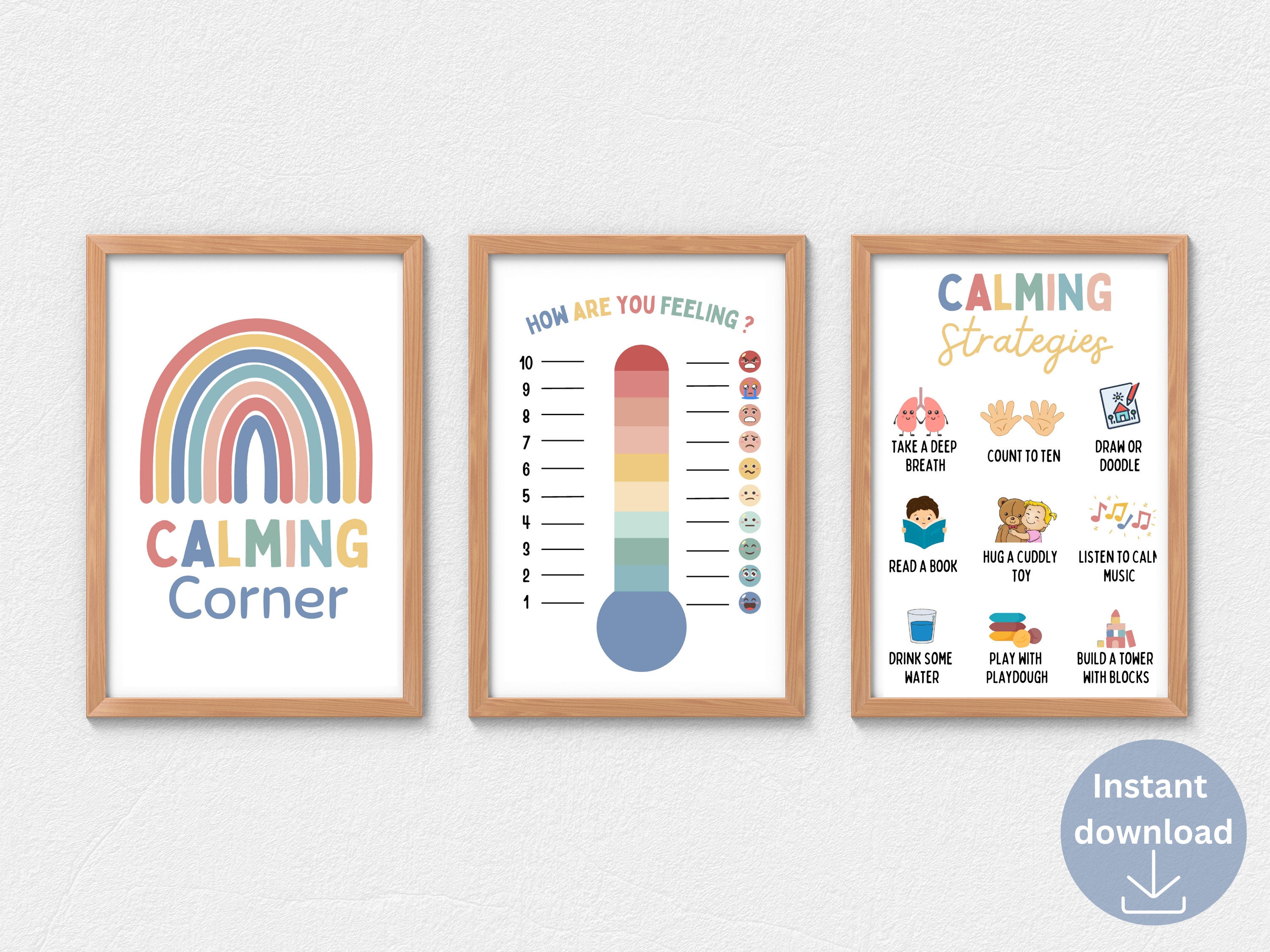 20 Calm Down Corner Posters Sign Kit Calming Decor Print Counselor ...