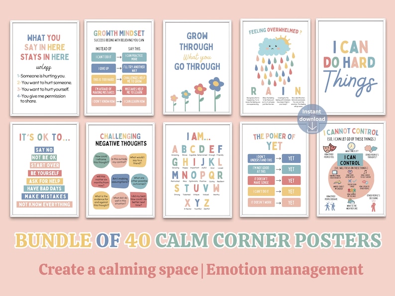 40 Calm Down Corner Posters Printable, Calming Classroom Posters, Calm ...