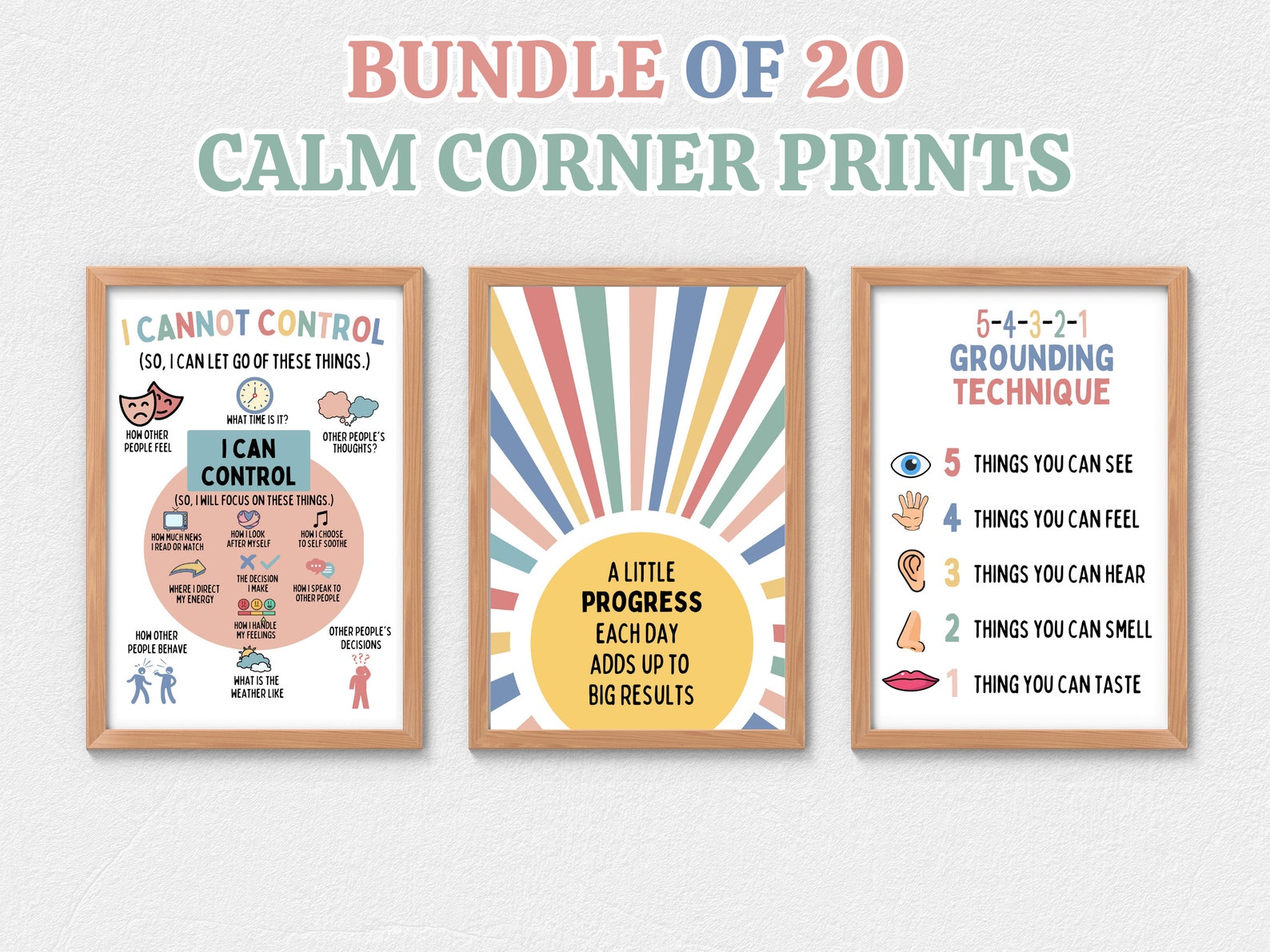 20 Calm Down Corner Posters Sign Kit Calming Decor Print Counselor ...