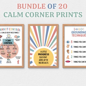 20 Calm Down Corner Posters Sign Kit Calming Decor Print Counselor ...