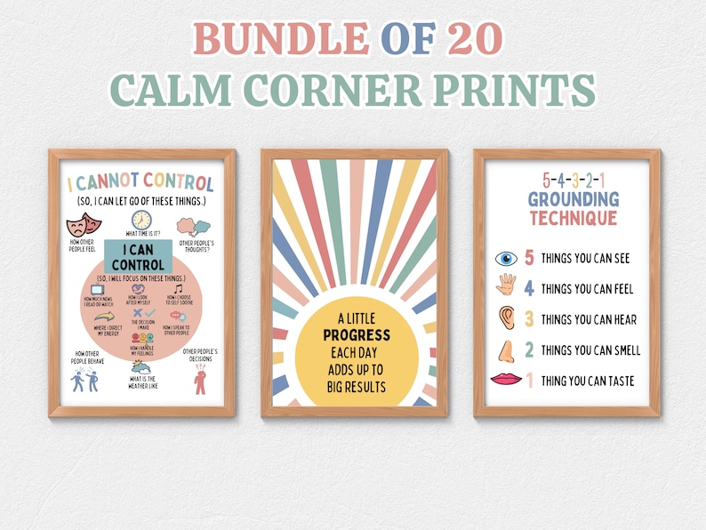 20 Calm Down Corner Posters Sign Kit Calming Decor Print Counselor ...
