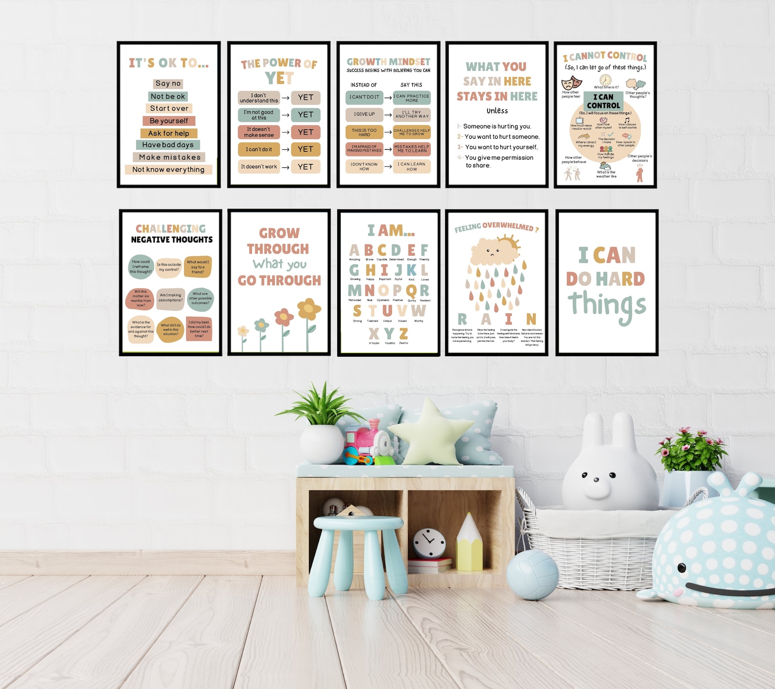 30 Boho Calming Corner Posters Printable for Toddler, Calm Corner Sign ...