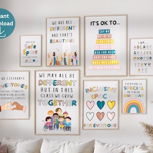 12 Inclusion Posters, Inclusive Classroom Decor Poster, Safe Space Sign ...