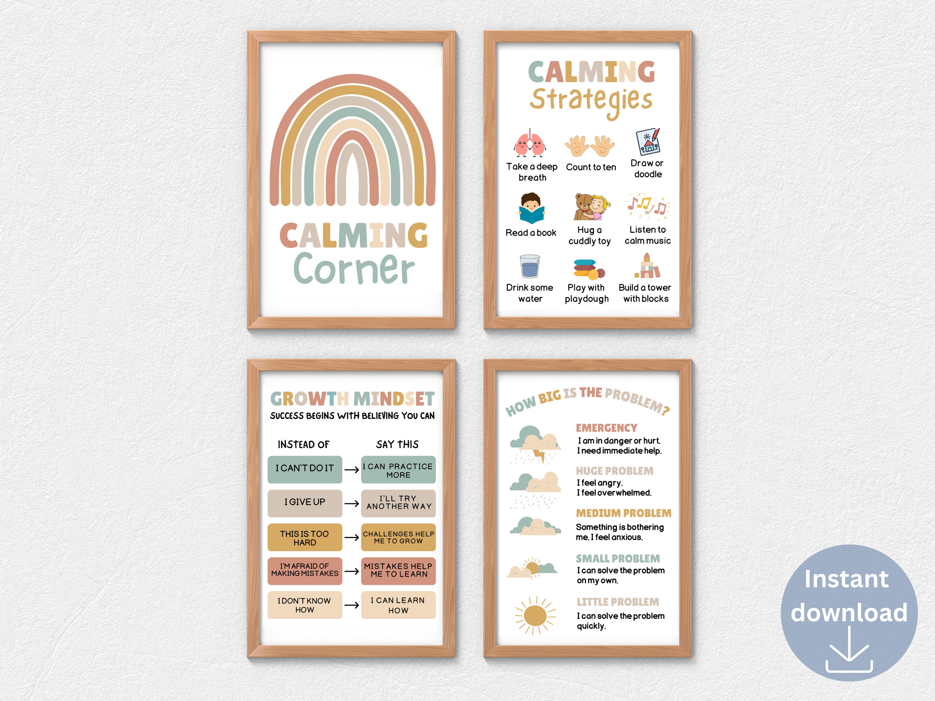 20 Calming Corner Posters Printable, Calm Corner Sign, Boho Calming ...