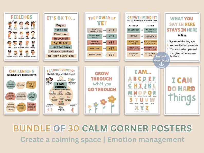 30 Boho Calming Corner Posters Printable Calm Corner Sign Calming ...