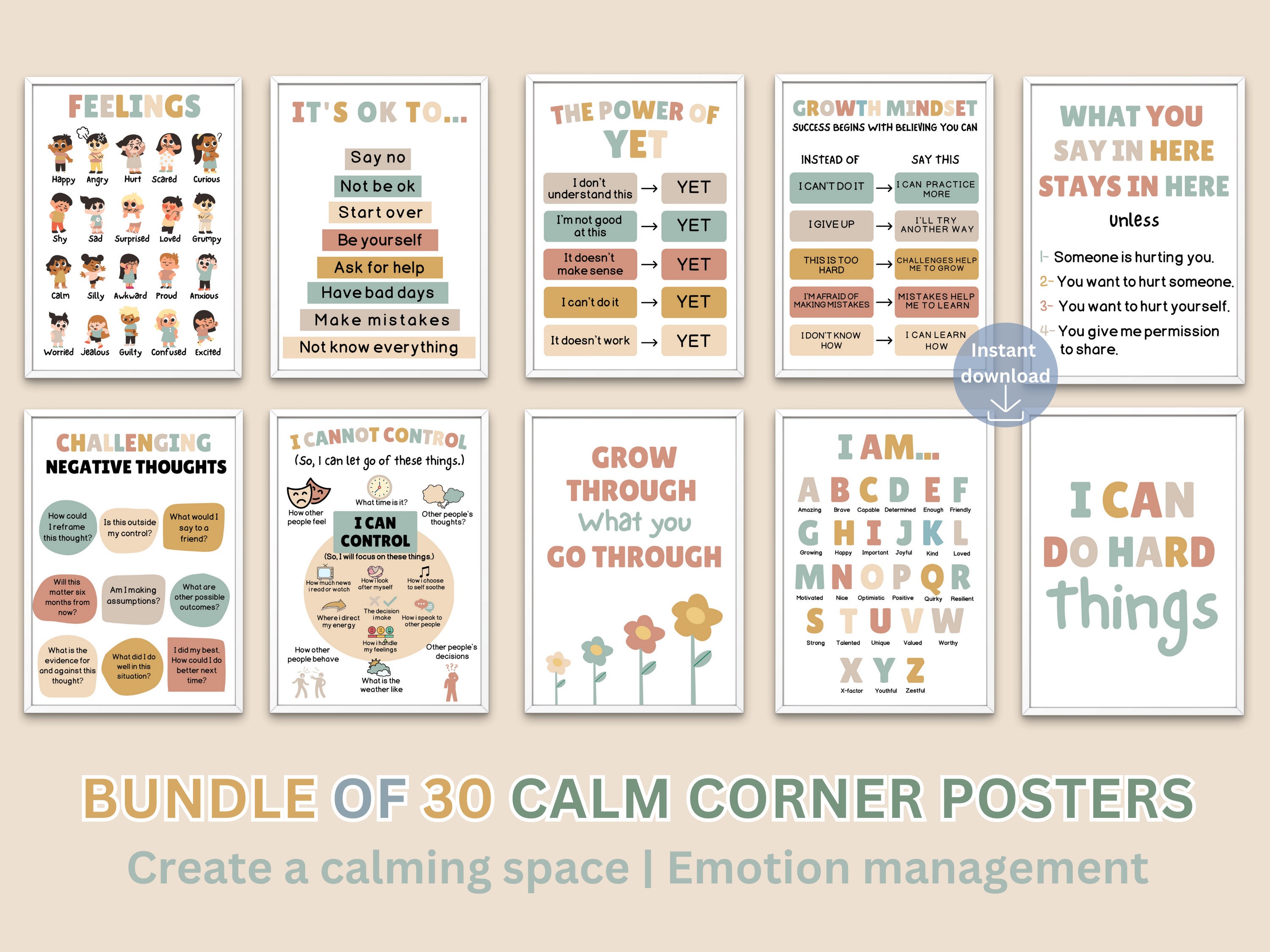 30 Boho Calming Corner Posters Printable Calm Corner Sign Calming ...