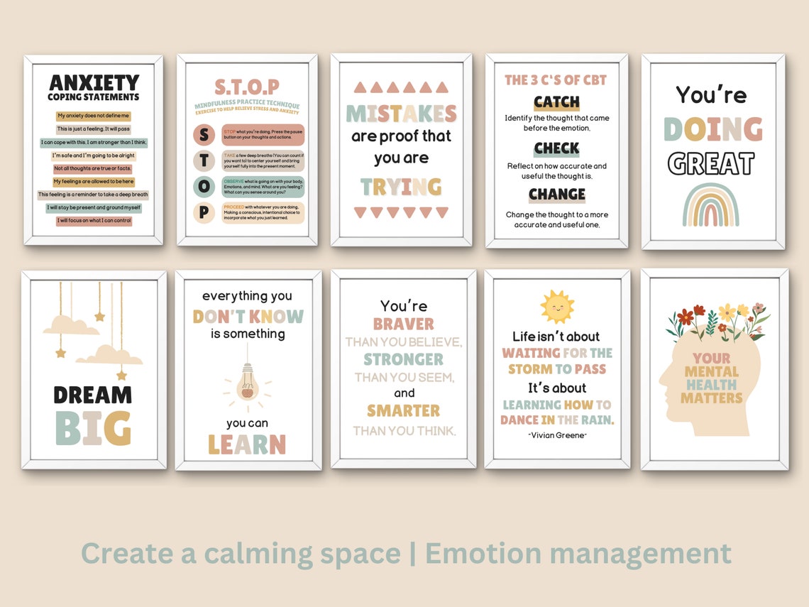 50 Boho Calming Corner Posters Printable, Calm Corner Sign, Calming ...