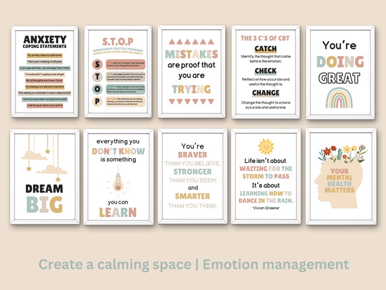 50 Boho Calming Corner Posters Printable, Calm Corner Sign, Calming ...