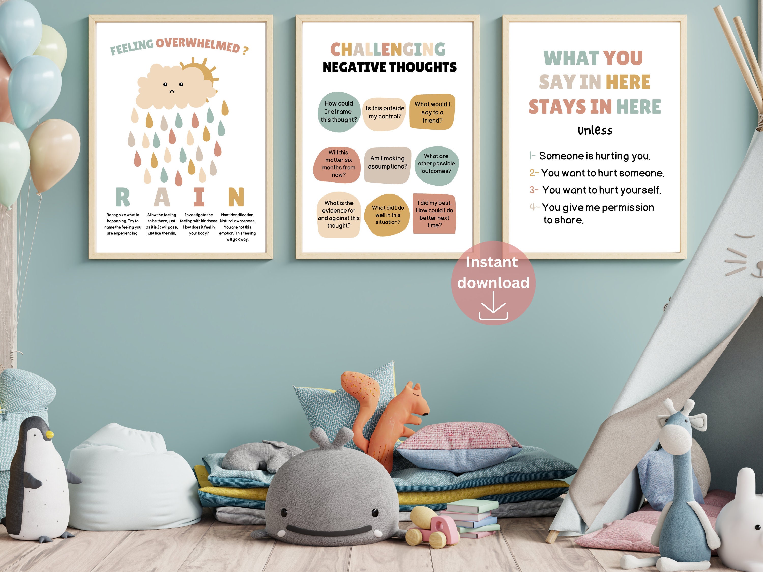 20 Calming Corner Posters Printable, Calm Corner Sign, Boho Calming ...