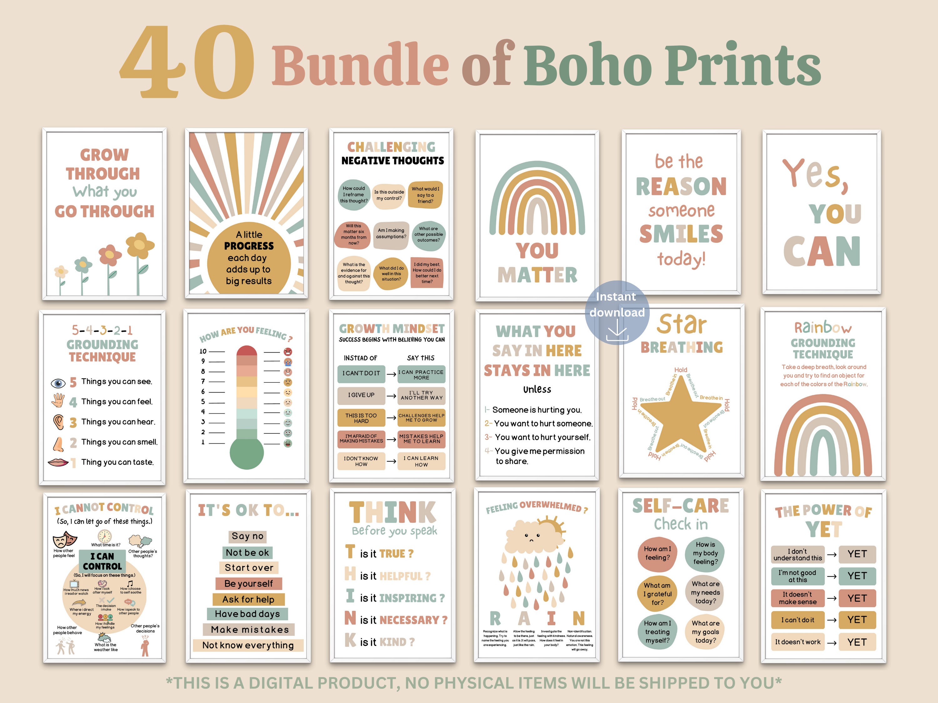 Set of 40 School Counselor Office Prints Counselor Office Decor ...