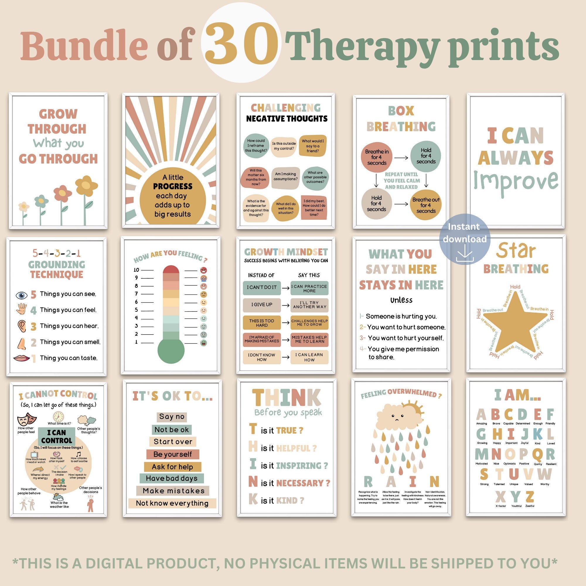 30 Therapy Office Decor Bundle Counselor Quote Social Worker ...