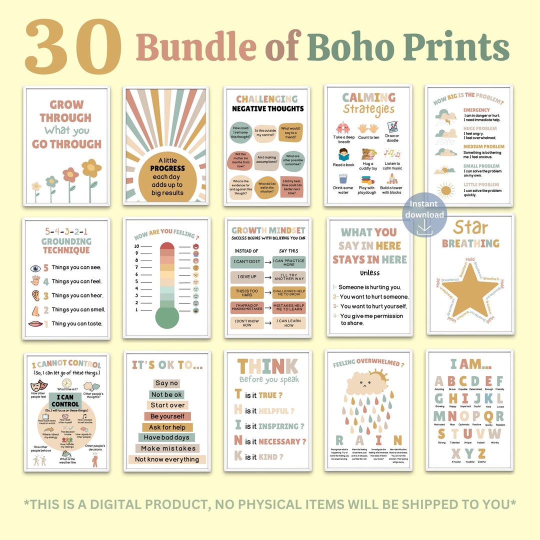 30 Boho School Counselor Decor Gift, Counselor Posters, School Poster ...