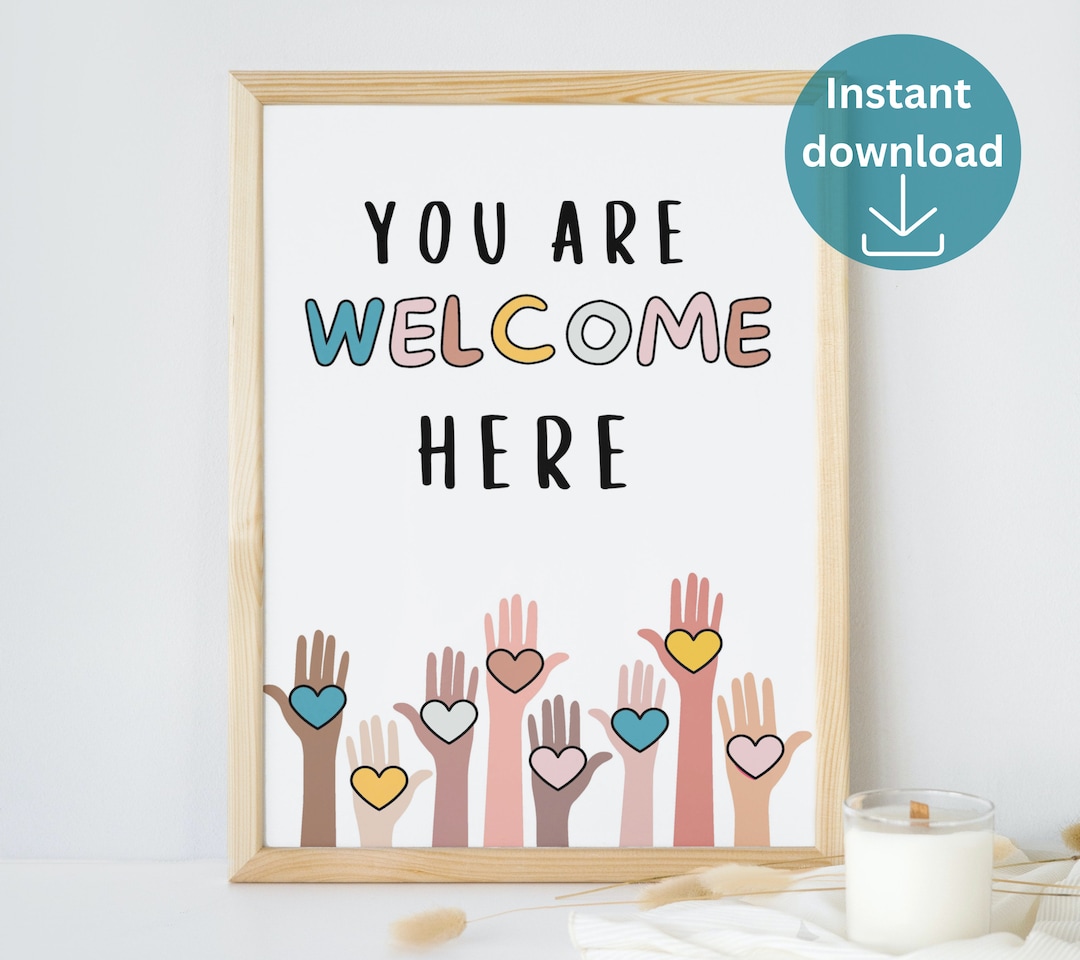 You Are Welcome Here Sign Safe Space Diversity Sign School Counselor ...