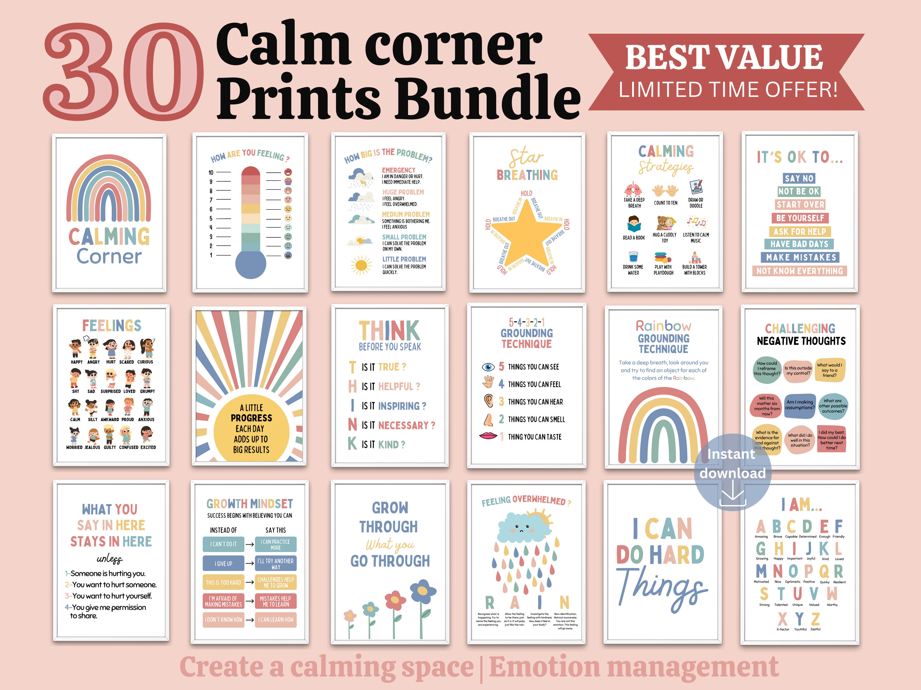 30 Calm Down Corner Posters Printable Calm Corner Sign Boho - Etsy ...