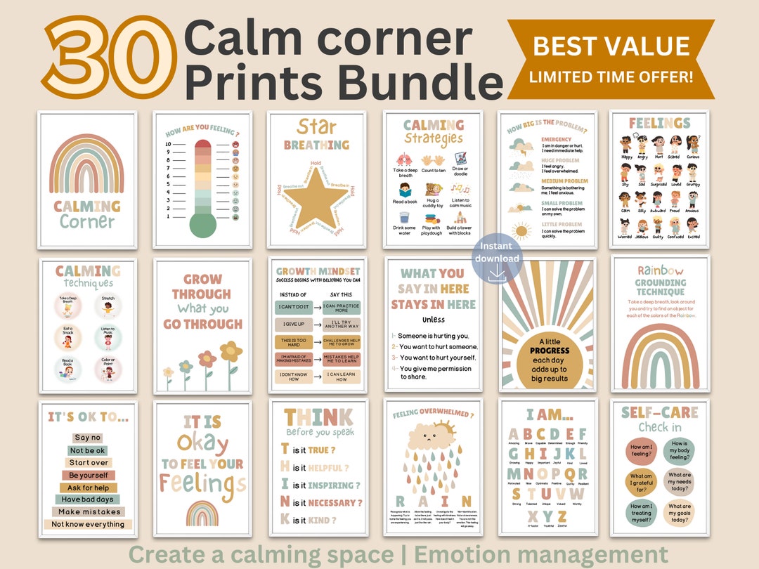 30 Boho Calming Corner Posters Printable Calm Corner Sign - Etsy