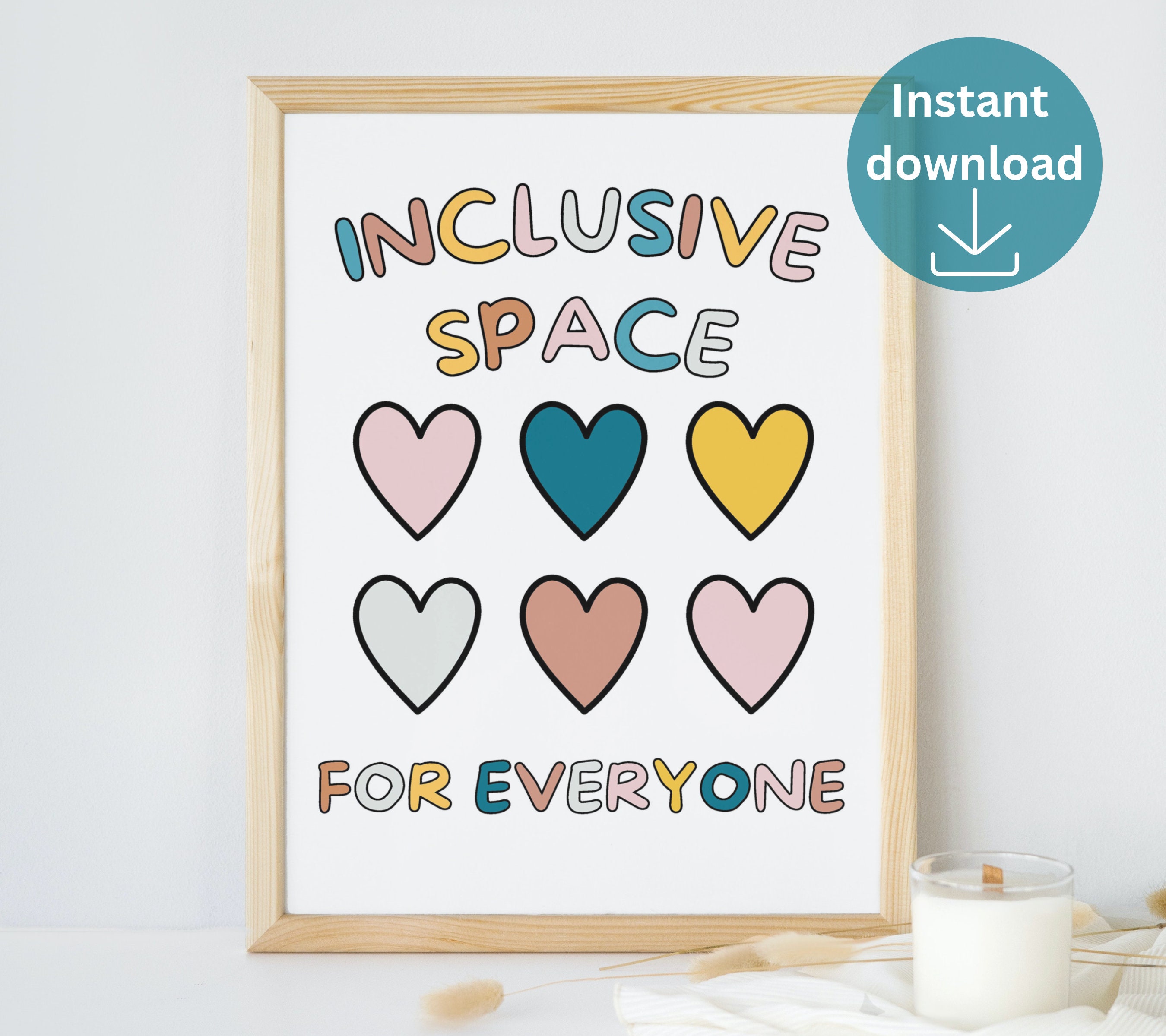 Inclusion Poster, Inclusive Classroom Decor Poster, Safe Space Sign ...