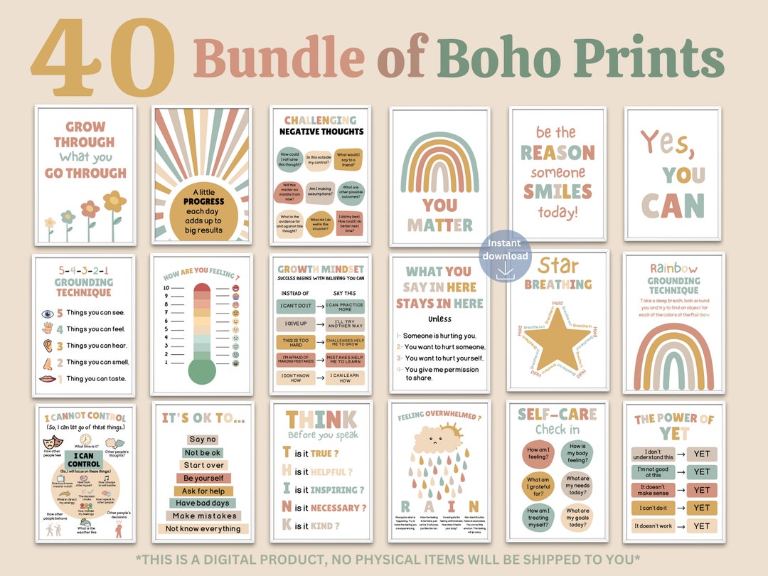 Set of 40 School Counselor Office Prints Counselor Office Decor ...