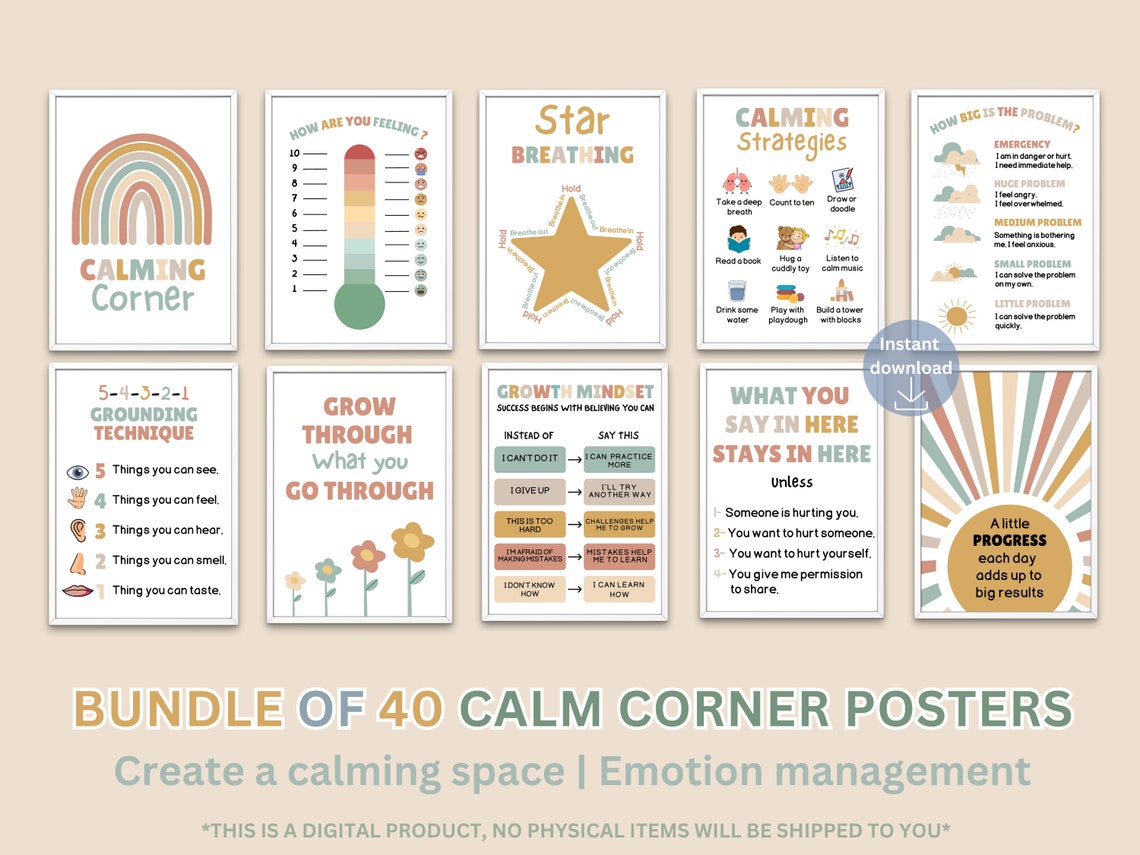 40 Boho Calming Corner Posters Printable Calm Corner Sign - Etsy