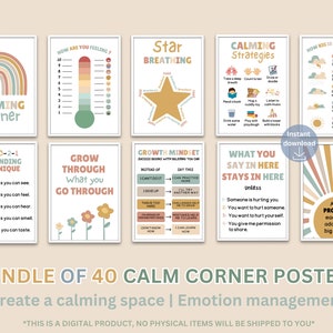 40 Boho Calming Corner Posters Printable, Calm Corner Sign, Calming ...