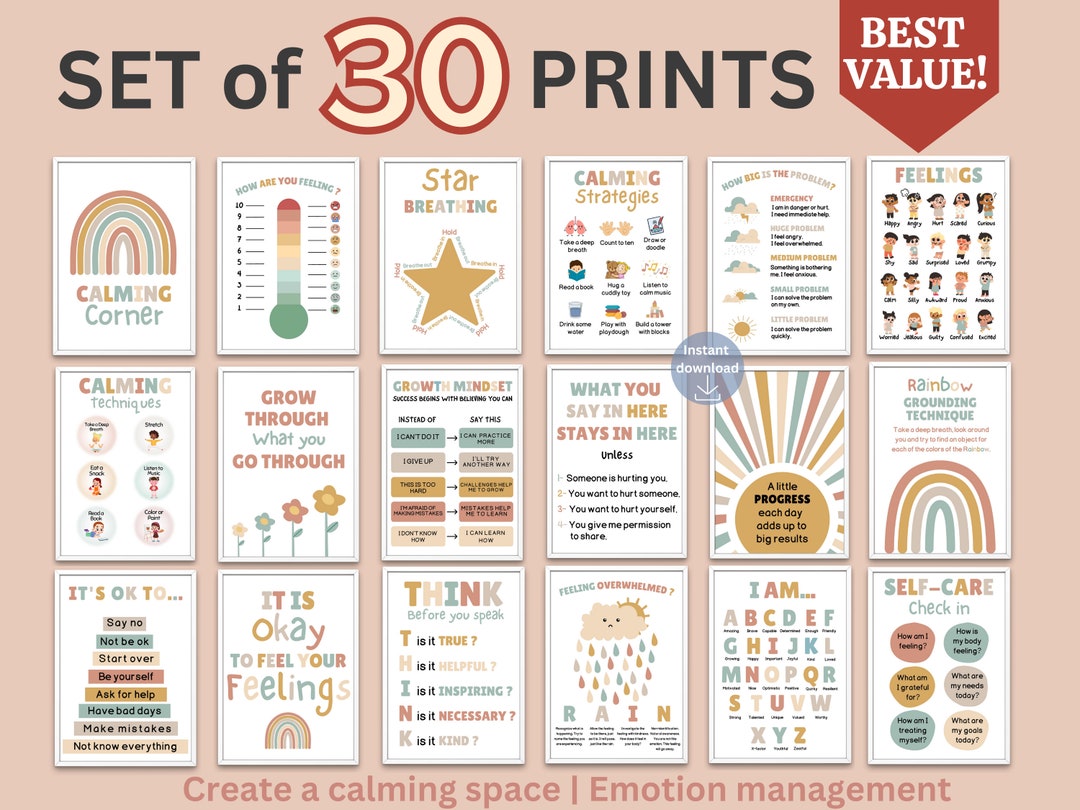 30 Boho Calming Corner Posters Printable, Calm Corner Sign, Calming ...