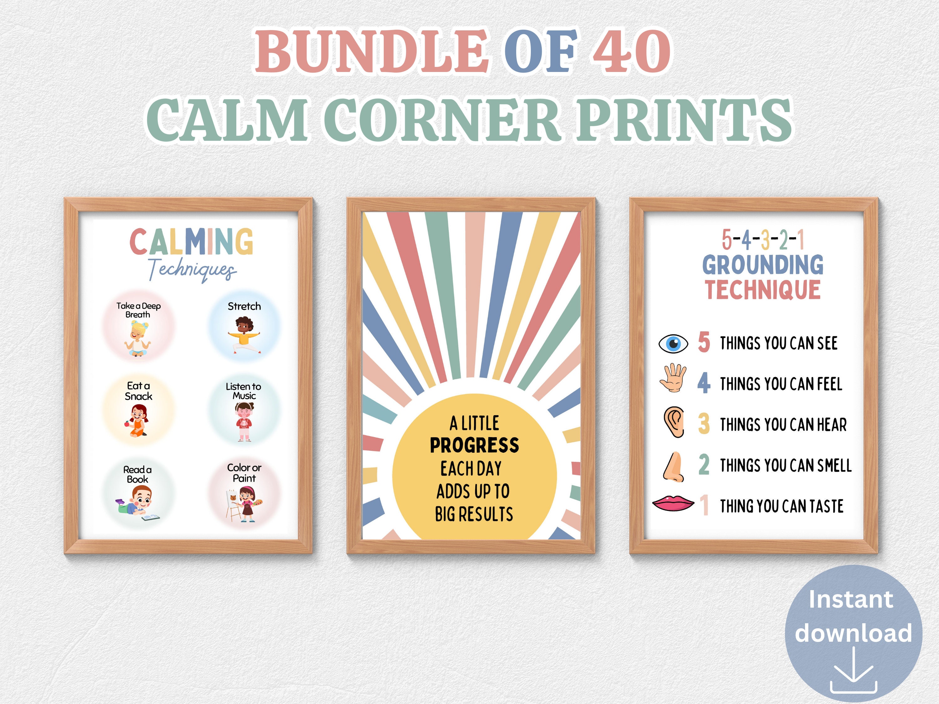 Set of 40 Calming Corner Posters, Classroom Decor for Self-regulation ...