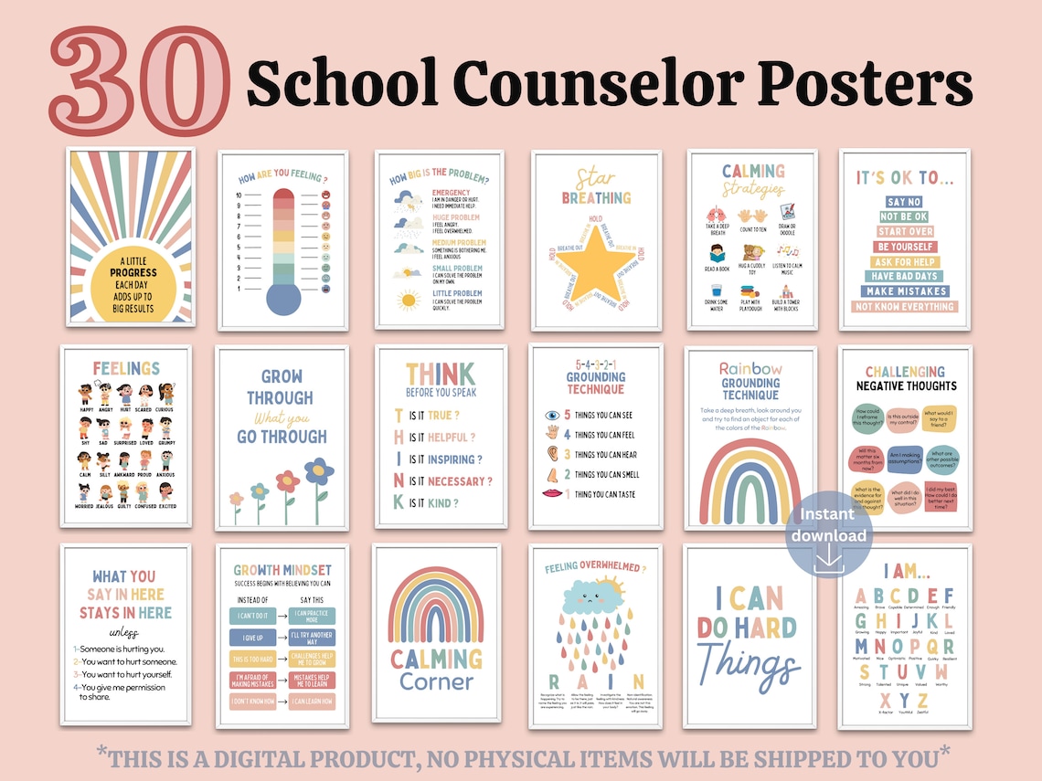 30 School Counseling Posters School Counselor Office Decor - Etsy