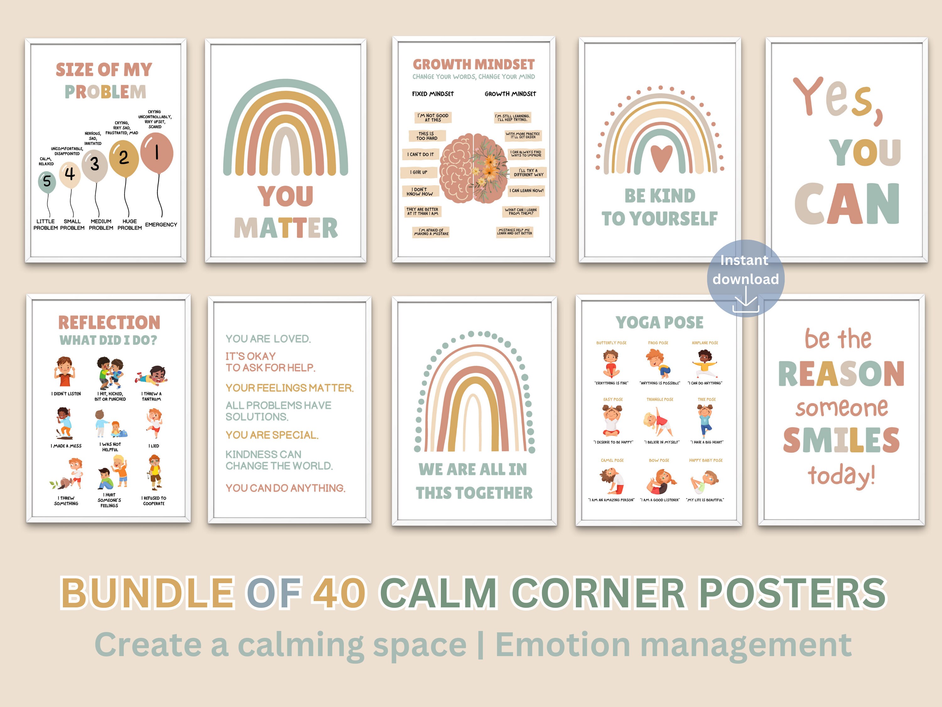 40 Boho Calming Corner Posters Printable Calm Corner Sign - Etsy