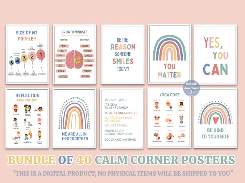 40 Calm Down Corner Posters Printable, Calming Classroom Posters, Calm ...