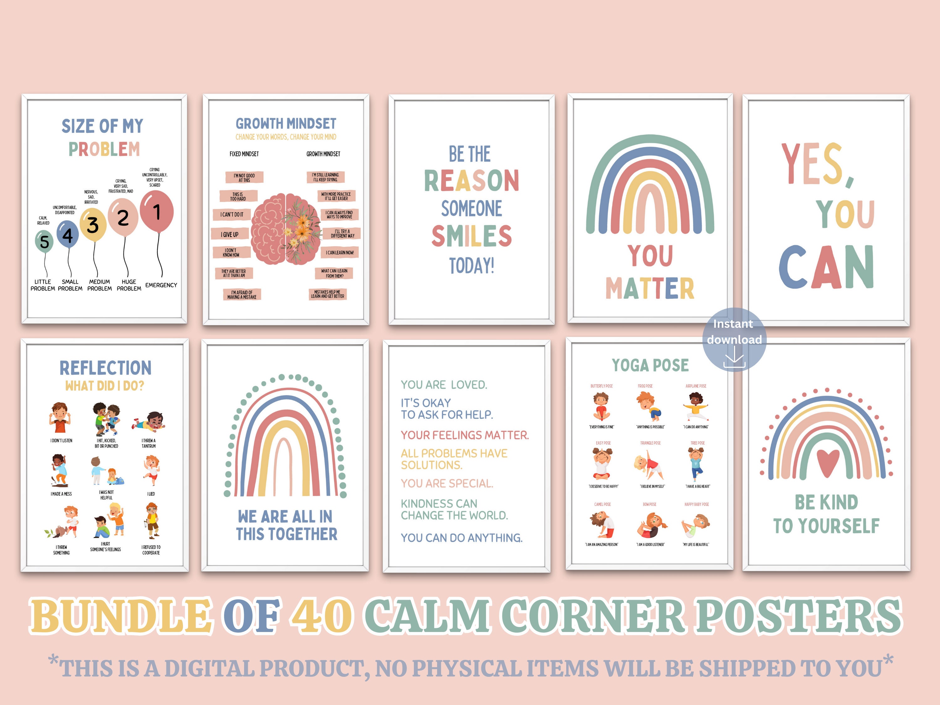 40 Calm Down Corner Posters Printable, Calm Corner Sign, Boho Calming ...