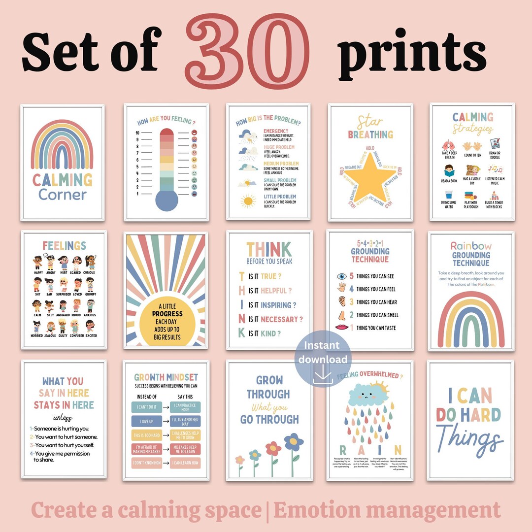 30 Printable Calm Corner Posters: Kids' Posters & Calm Down Sign ...