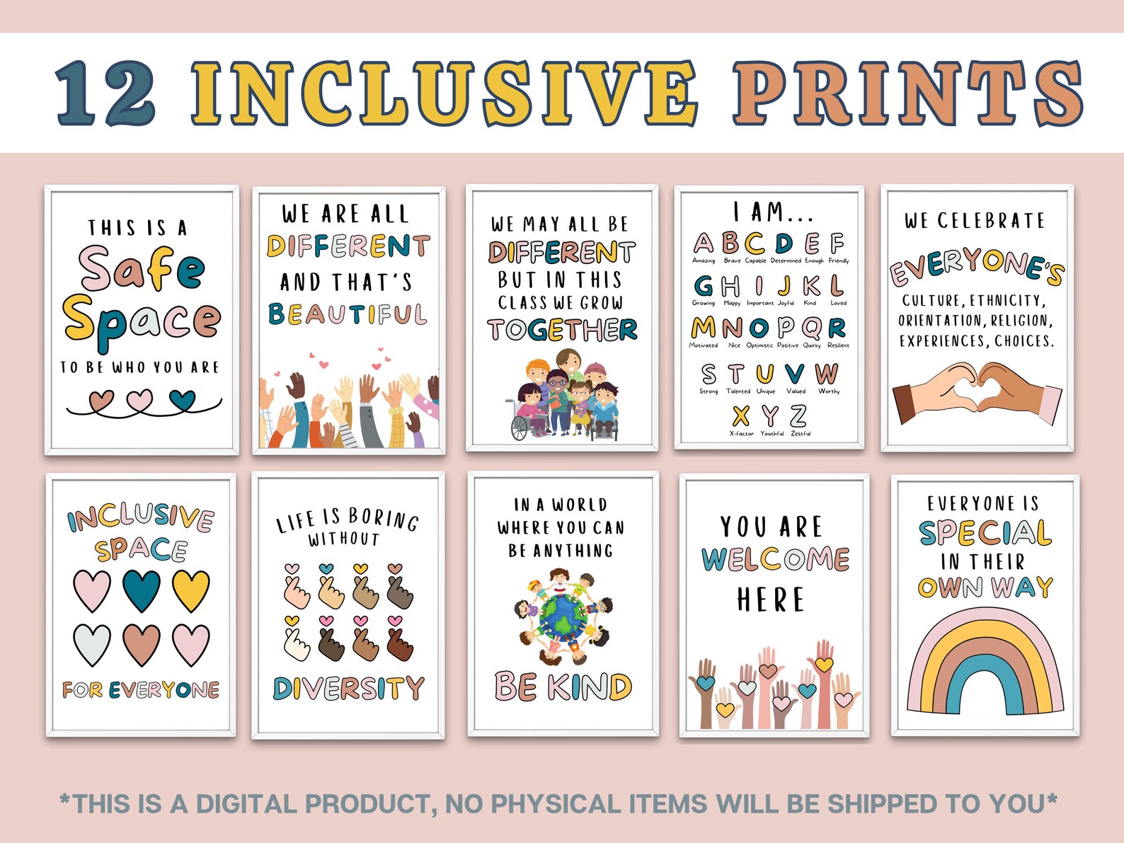 12 Inclusion Posters, Inclusive Classroom Decor Poster, Safe Space Sign ...