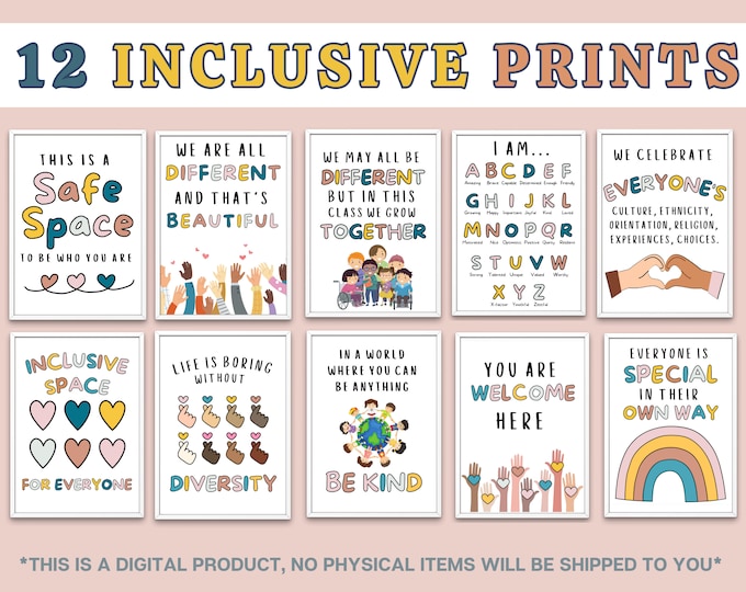 12 Inclusion Posters Inclusive Classroom Decor Prints School Counselor ...