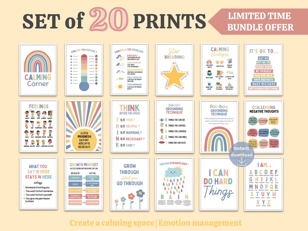 20 Calming Corner Posters, Calm Down Corner Poster Printable, Calm ...
