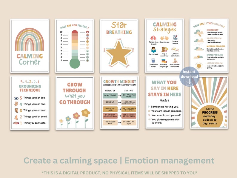 40 Boho Calming Corner Posters Printable, Calm Corner Sign, Calming ...