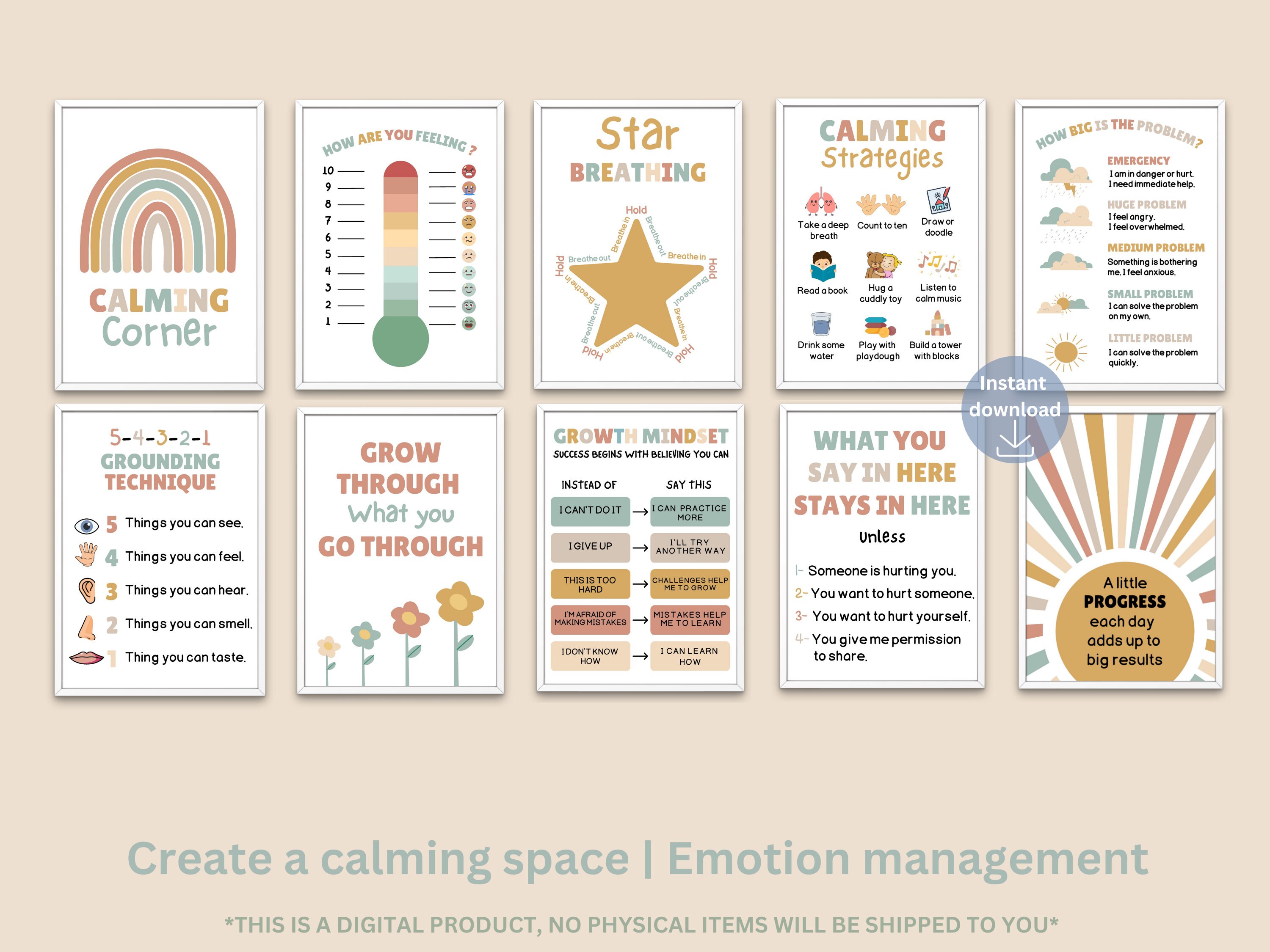 40 Boho Calming Corner Posters Printable, Calm Corner Sign, Calming ...