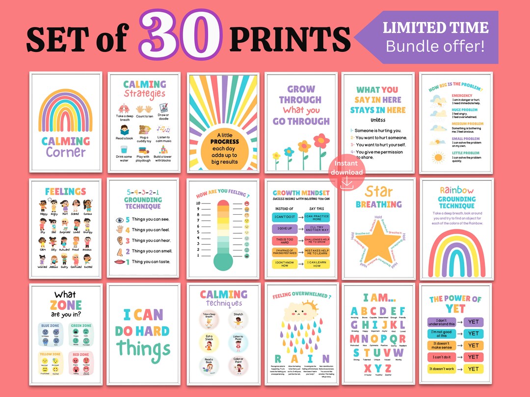 30 Calming Corner Posters Printable, Calm Corner Sign, Calm Down Corner ...