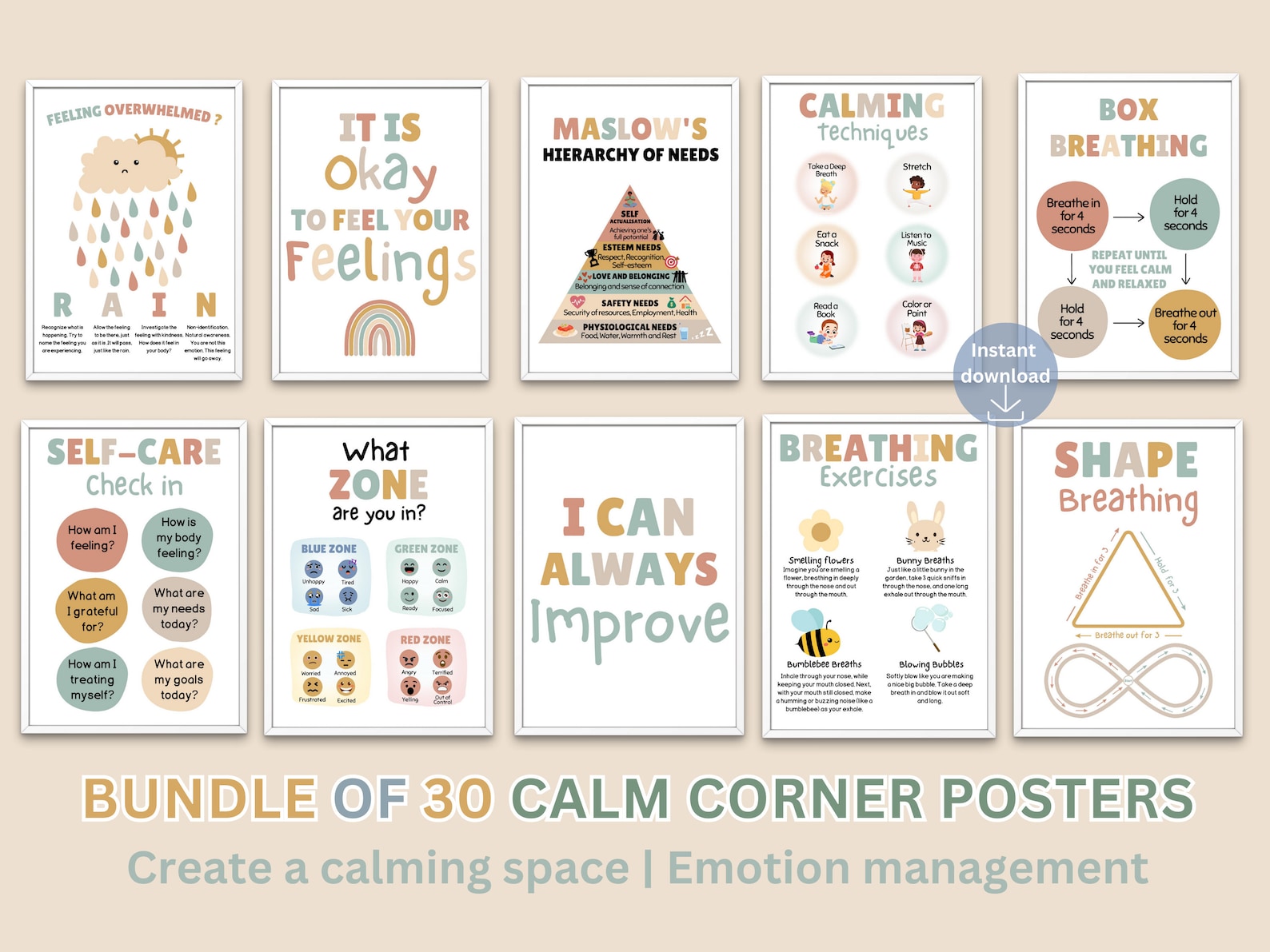 30 Boho Calming Corner Posters Printable, Calm Corner Sign, Calming ...