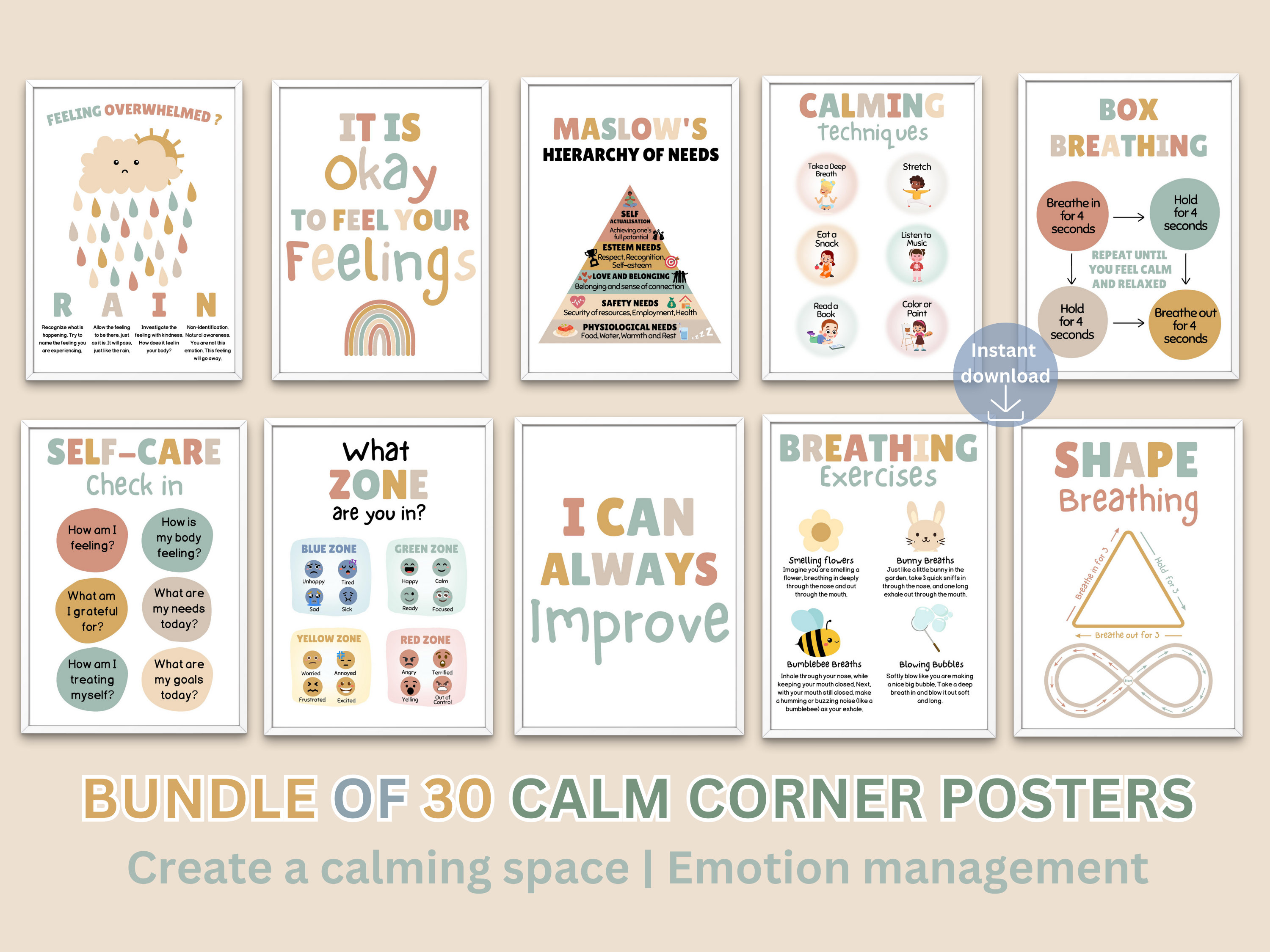 30 Boho Calming Corner Posters Printable Calm Corner Sign Calming ...