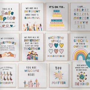 12 Inclusion Posters, Inclusive Classroom Decor Poster, Safe Space Sign ...