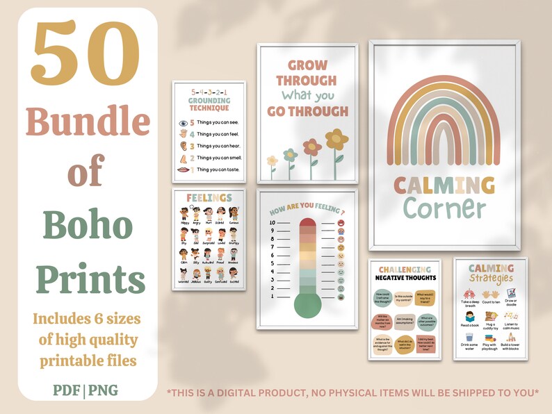 50 Boho Calming Corner Posters, Calm Down Corner Sign, Calm Corner Sign ...